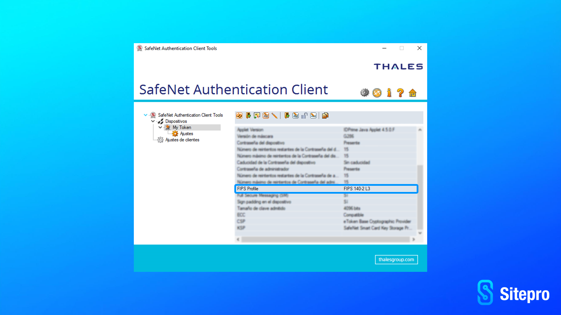 Formatear SafeNet eToken 5110+ FIPS Nivel 3 - SITEPRO SA